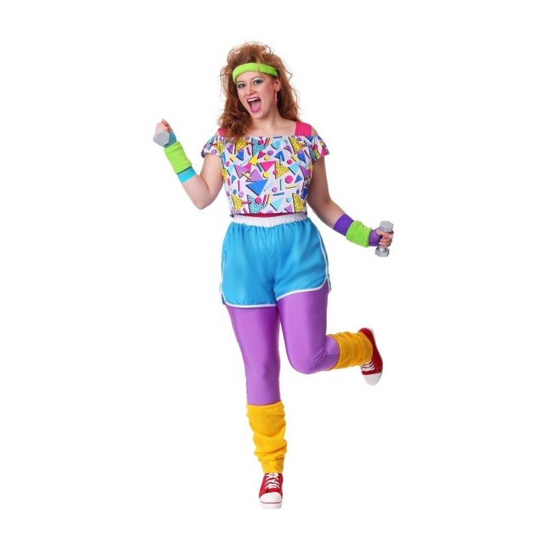 Disfraz de mujer Work It Out de los años 80 talla extra